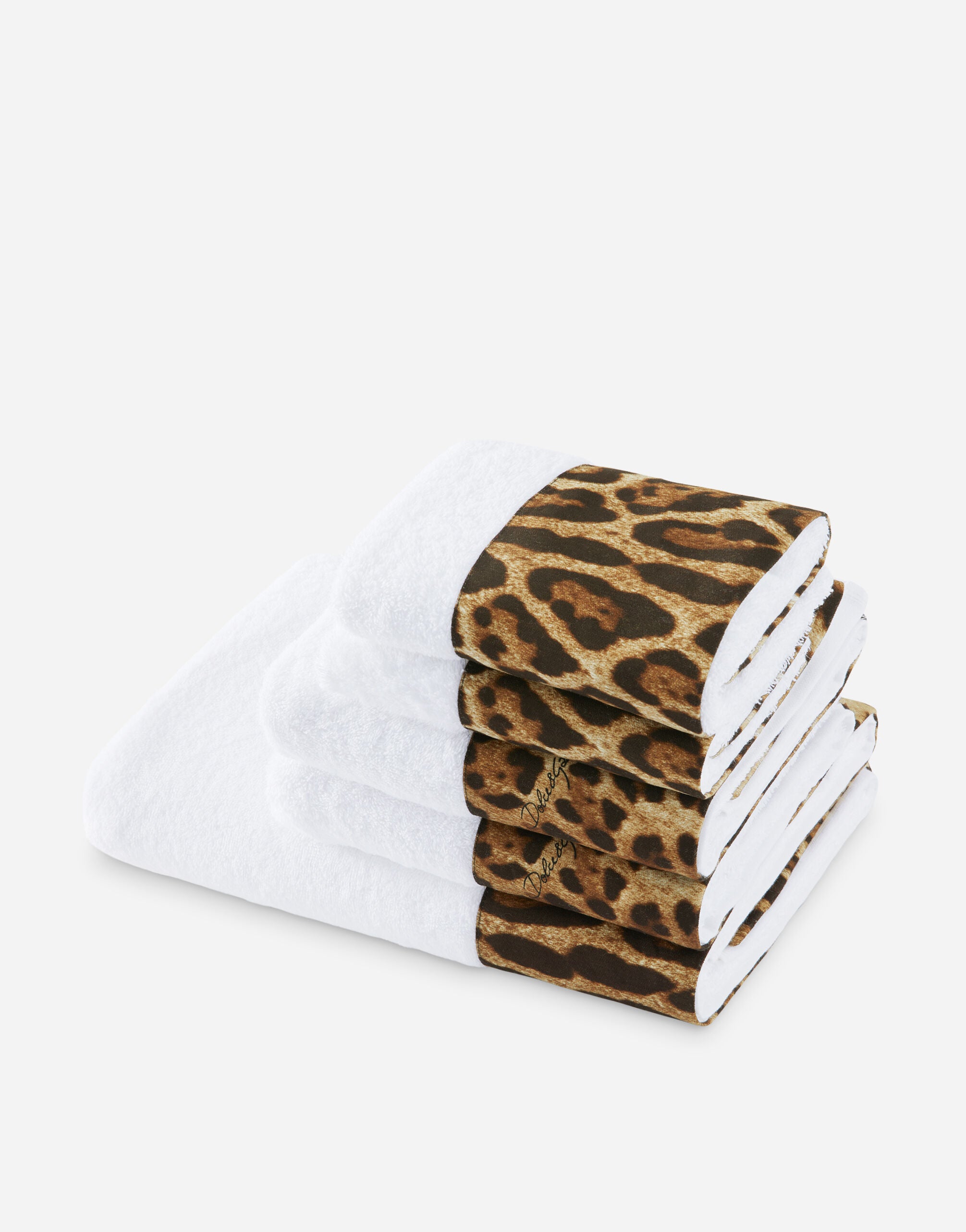 SET OF 5 LEOPARD BANDED TOWELS – Italian Luxury Interiors